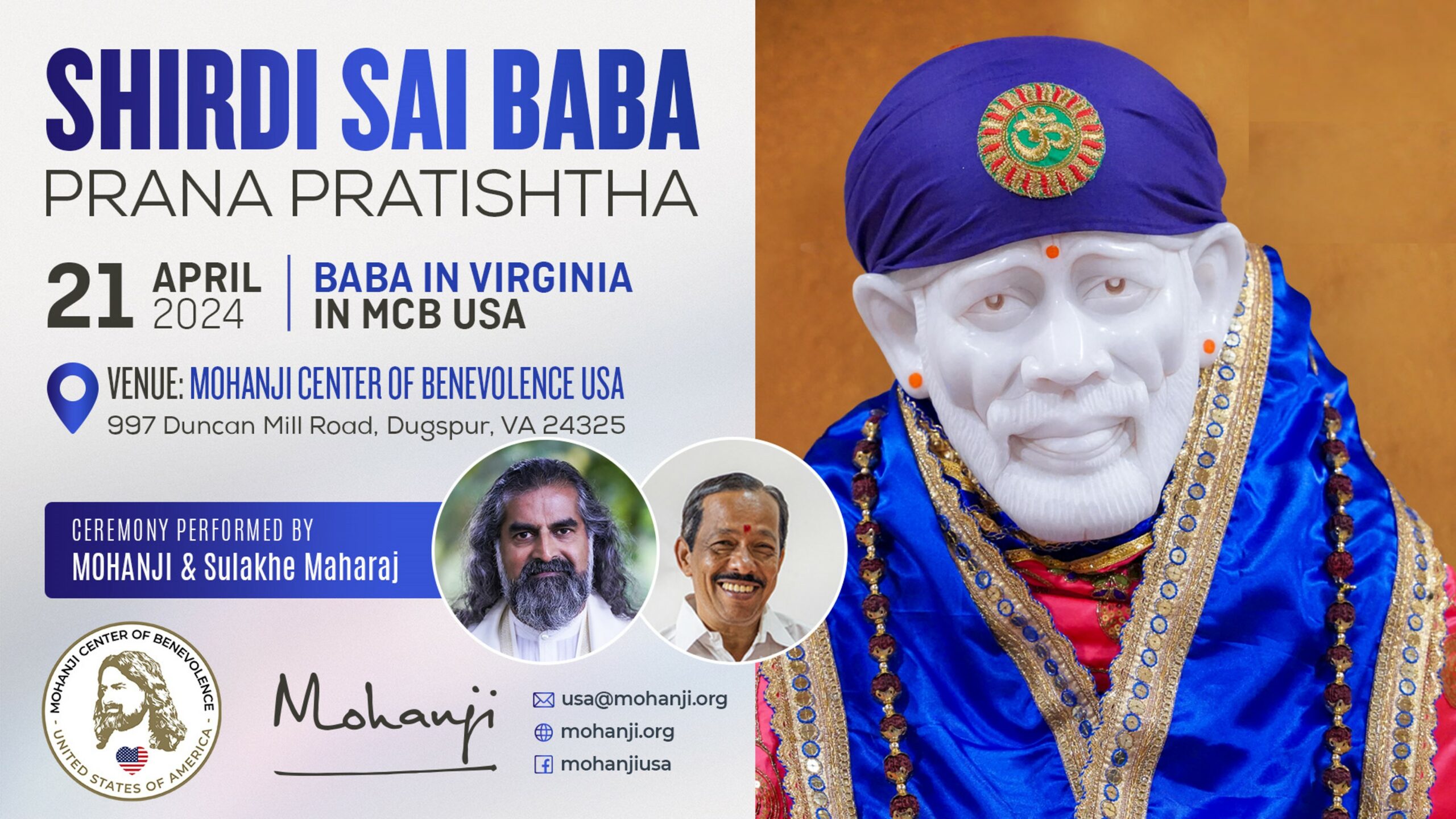 2024 April - Prana Pratishtha Sai Baba - Mohanji Foundation USA